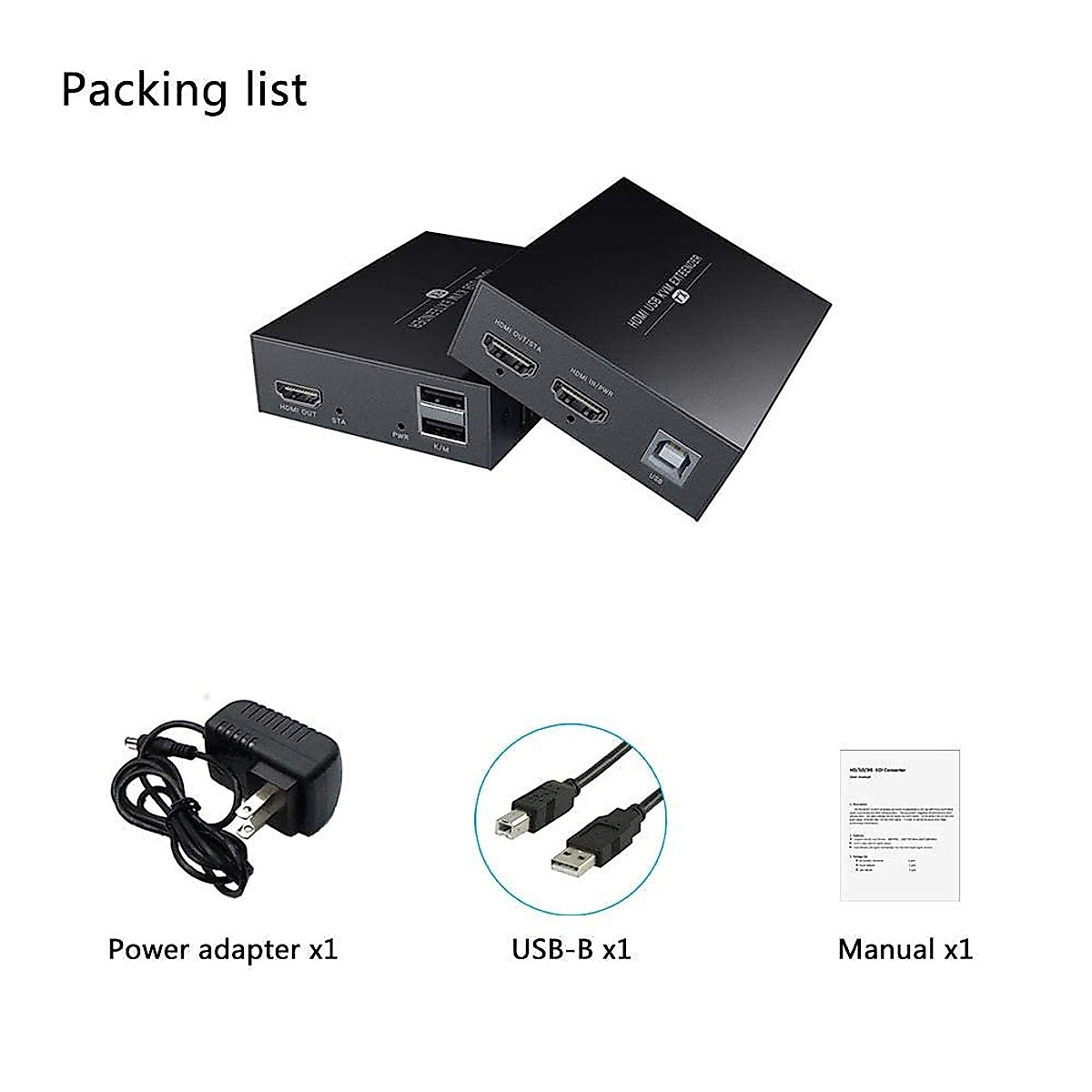 HDMI KVM USB Extender 1080P Over Cat5e/6 Ethernet Cable 50m (164ft) for Mouse and Keyboard Control Remote Signals