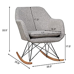 Giantex Accent Rocking Chair with Cushion, Upholstered Rocking Arm Chair w/Solid Steel Wood Leg, Modern Rocker Chair for Balcony, Bedroom (1, Grey)