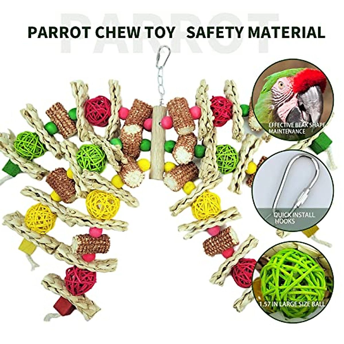 Cokliomc rf-x Parrot Toys, Natural Corn cob Bird chew Toys for Small and Medium-Sized Macaws, African Grey Parrots, Amazon Parrots, Medium-Sized Bird cage Toys