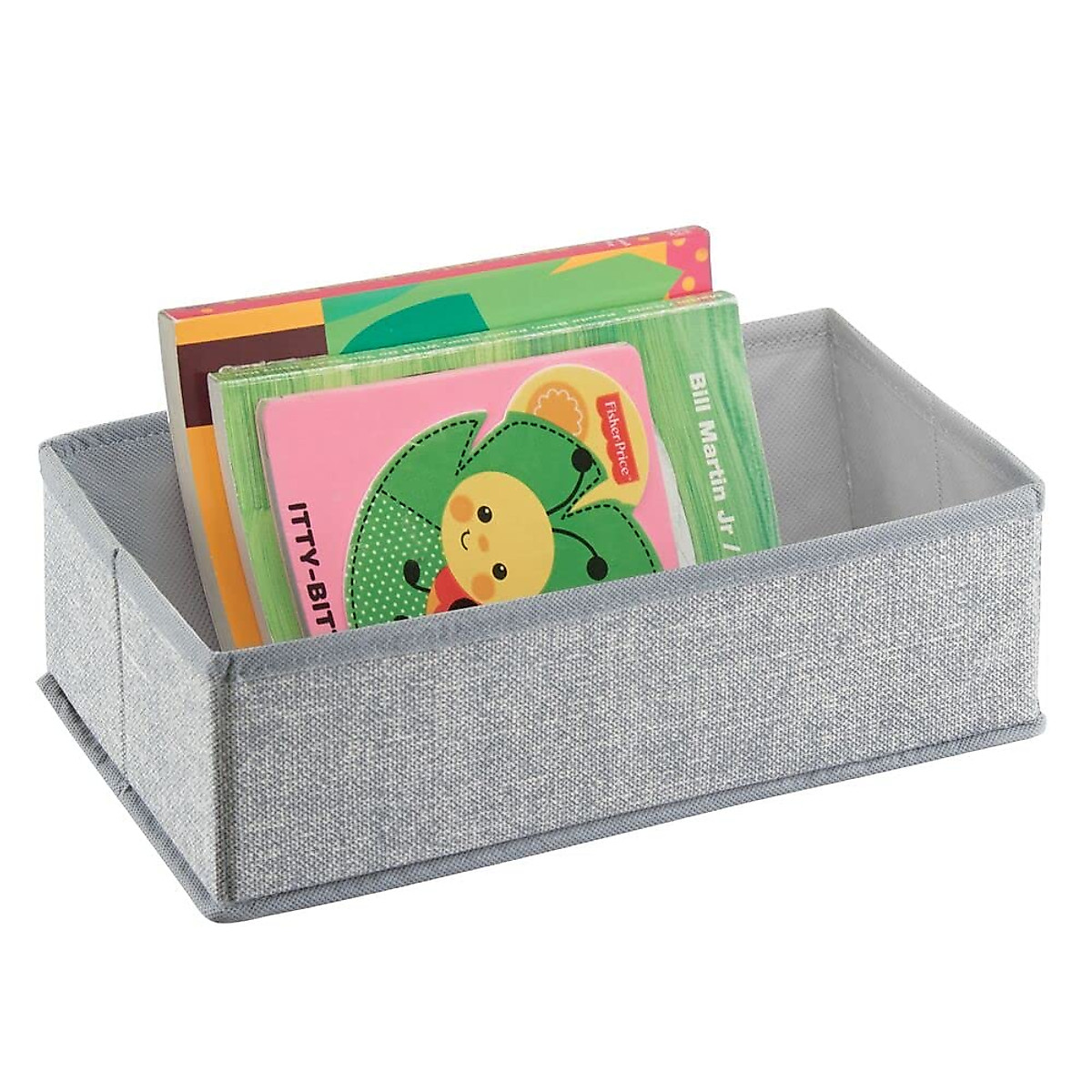 mDesign Soft Fabric Dresser Drawer and Closet Storage Organizer Set for Child/Kids Room, Nursery, Playroom - 4 Pieces, 10 Compartments, Set of 2 - Textured Print - Gray