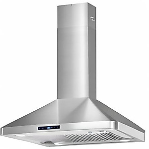 COSMO COS-63ISS75 30 in. Lumin Collection 380 CFM Ducted Island Range Hood, Soft Touch Controls, LED Lights, Stainless Steel