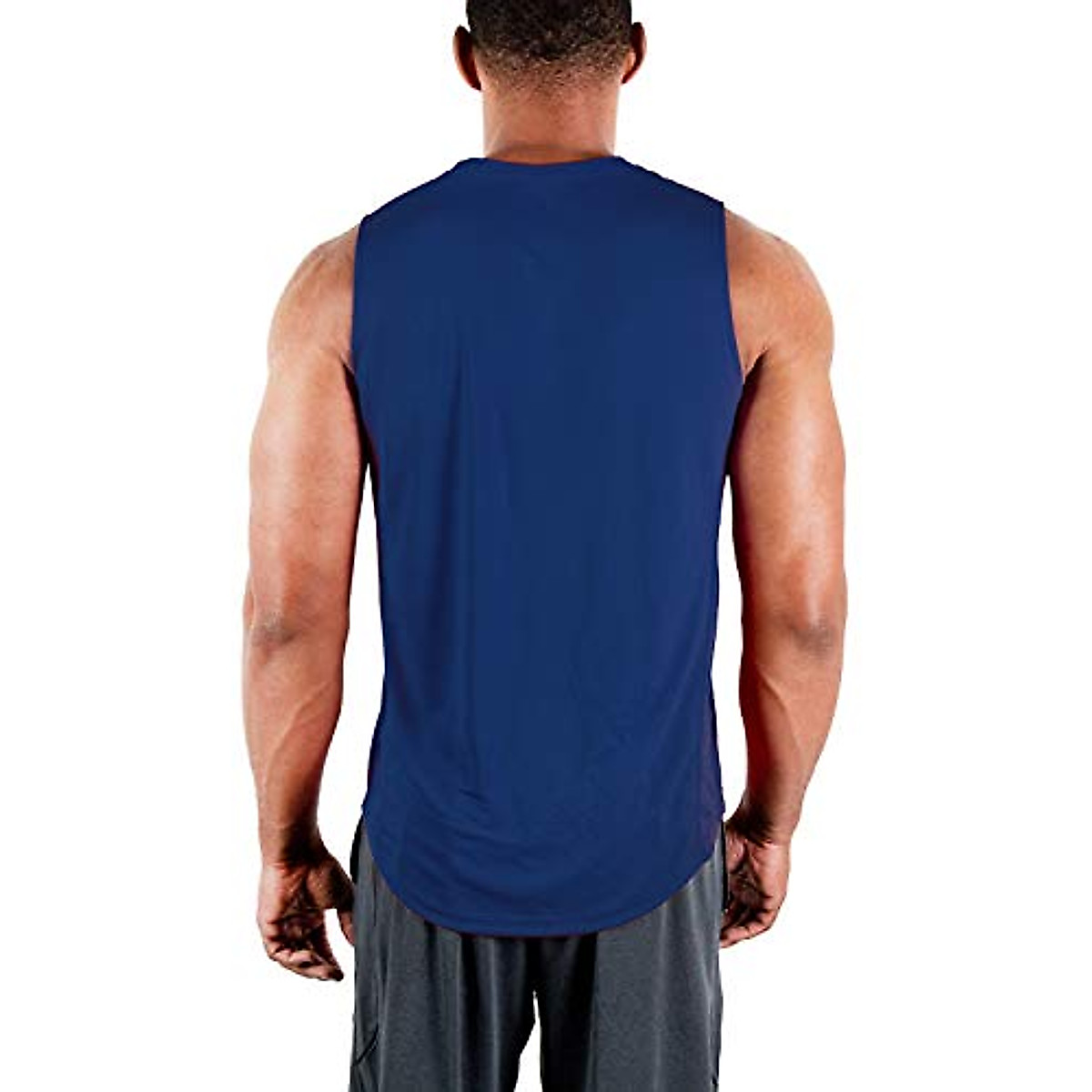 DEVOPS 3 Pack Men's Muscle Shirts Sleeveless Dri Fit Gym Workout Tank Top (X-Large, Black/Navy/Gray)