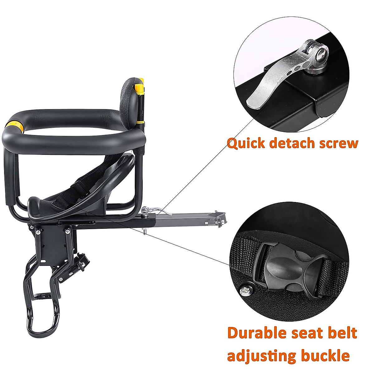 INNOLIFE Kids Bike Seat, Front Mounted Child Bike Seat with Guadrail Front Bike Seat for 8M - 6Y Children, Kids,Toddlers