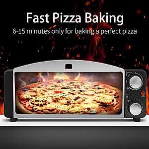 Electric Pizza Oven Indoor Countertop Pizza Oven Commercial Pizza Maker Machine Bake 12” Pizzas in Minutes, 1200W Toaster Oven for Home with Timer, Removable Door