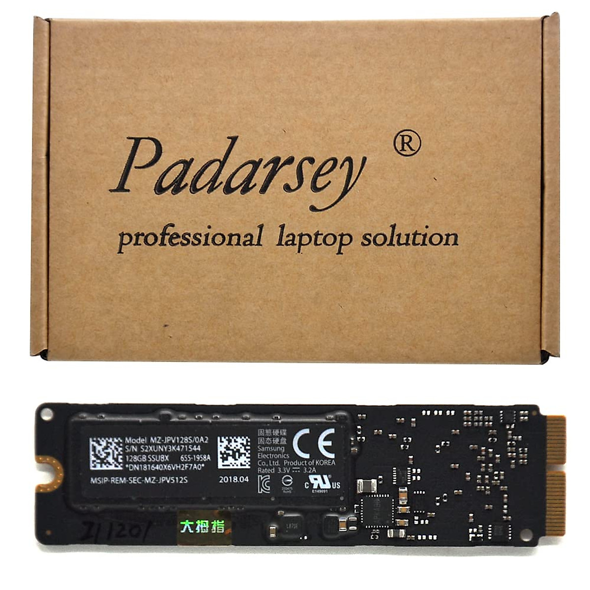 Padarsey 128GB SSD (PCIe 3.0 x4, SSUBX) Compatible for MacBook Air 13" A1466 (Early 2015, 2016, Mid 2017)