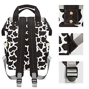 XOZOTY Diaper Bags Sunflower Cow Print Flower Brown Tote Bags Backpack with Name Mommy Nursing Baby Bags Gifts for Women Men