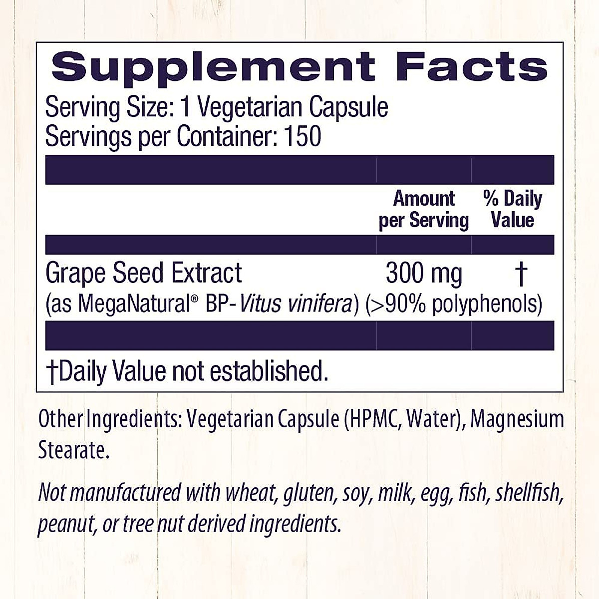 Healthy Origins MegaNatural BP-Grape Seed Extract, 300 mg - Blood Flow Support - Premium Grapeseed Extract Capsules - Non-GMO & Gluten-Free Supplement - 150 Veggie Capsules