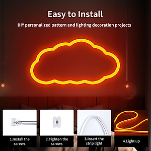 iNextStation Neon Led Strip Lights Orange, 16.4ft/5m Neon Light Strip 12V Silicone Waterproof Flexible LED Neon Lights for Bedroom Festival Party Neon Sign DIY Decor (Power Adapter not Included)