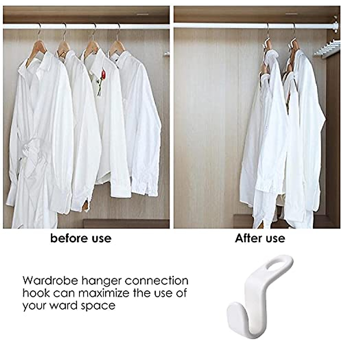 WYBF 50Pcs Clothes Hanger Connector Hooks - Drop Connecting Hanger Hooks,Space-Saving Hanger Extender Clips,Outfit Hangers Suitable for Christmas Home Bedroom Decorations