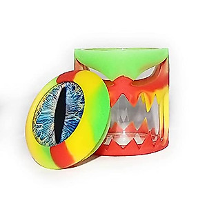 Singlenett Silicone Halloween Eye Glass Herb Jar (80ml) Leaf Stash Container with Air Tight and Smell Proof Seal (Red, Green, Yellow)