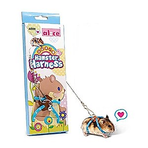 Adjustable Nylon Harness Vest and Leash Set Lead for Pet Dwarf Hamster Gerbil Rat Mouse Ferret Chinchilla Ferret Squirrel Small Animal Walking Toy (Blue)