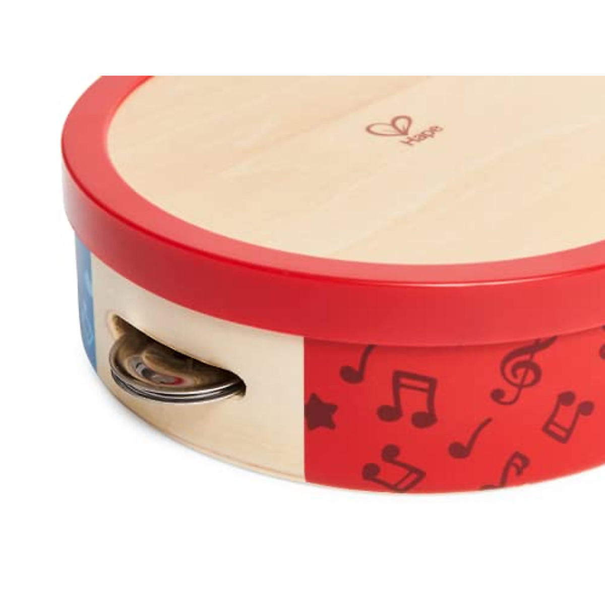 Hape Tap-Along Tambourine | Wooden Tambourine Drum for Kids, Musical Instrument for Children 12 Months and Up