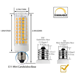 E11 LED Bulb Dimmable, 75W Halogen Bulb Replacement, LED E11 Mini Candelabra Base, Replaces T3/T4 JD E11, 360 Degree Beam Angle, AC110V-130V, for Indoor Decorative Lighting (Warm White 4-Pack)