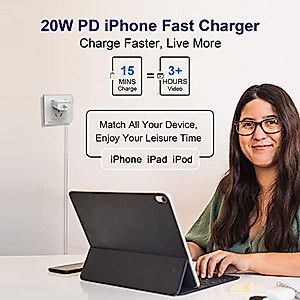 3 Pack iPhone Fast Charger, [Apple MFi Certified] 20W USB C Power Delivery Wall Charger Block with 10FT Extra Long Type C to Lightning Fast Charging Data Sync Cable for iPhone 14 13 12 11 XS XR X iPad