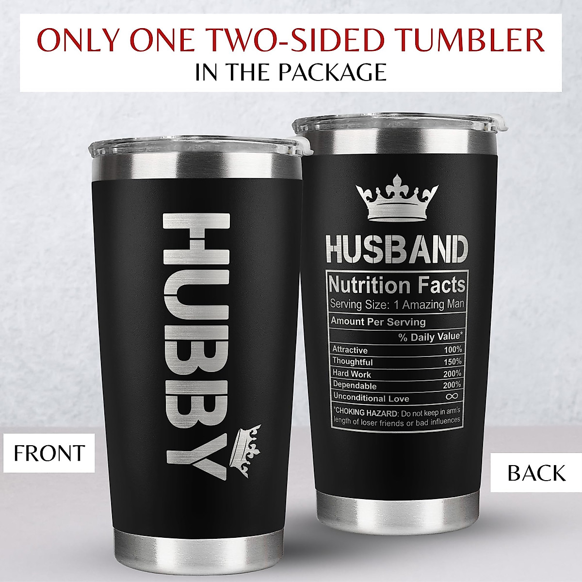 Gifts for Husband from Wife - Husband Gifts, Gifts for Him - Anniversary, Birthday Gifts for Husband - Father's Day Gifts for Husband, Fathers Day for Him, Fathers Day Gift - 20 Oz Black Tumbler