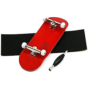 Teak Tuning 32mm Pro Fingerboard Complete - Fully Assembled with Pro Level Components - Pro Shaped Wooden Deck (32x97mm), UltraSpin Bearing Wheels, Prodigy Gen2 Trucks - The Crimson Classic