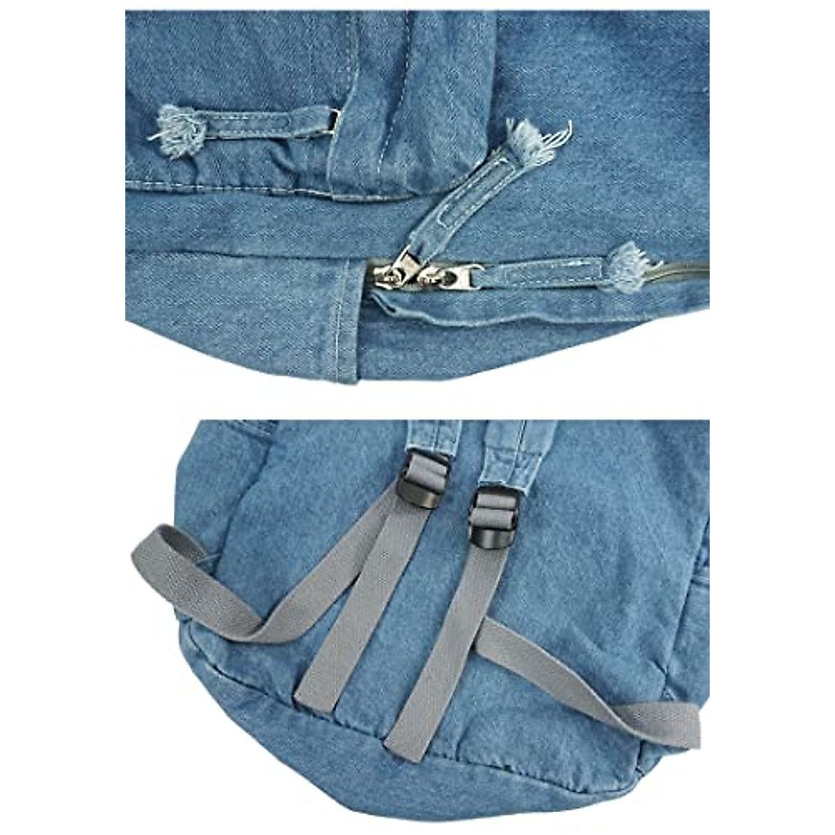 YunZh Denim Backpack Casual Style Lightweight Jeans Backpacks Classic Retro Travel Daypack