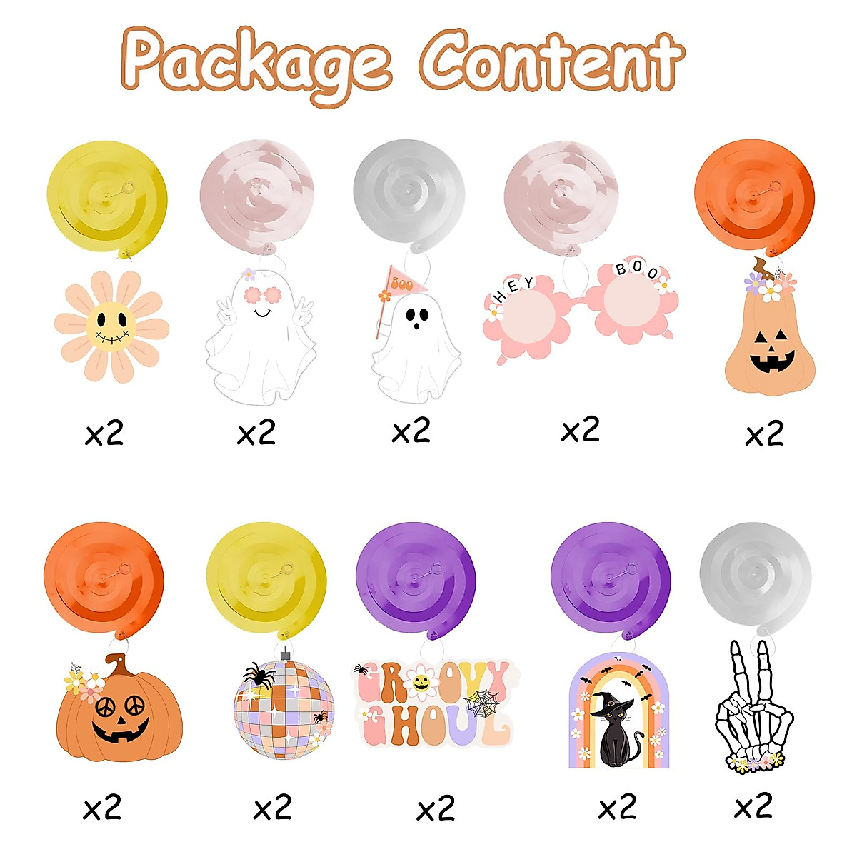 20PCS Groovy Halloween Decorations, Hippie Halloween Hanging Swirls Groovy Spooky Whirls Hanging Streamers Decor for Happy Boo Day Birthday Baby Shower Bachelorette Party