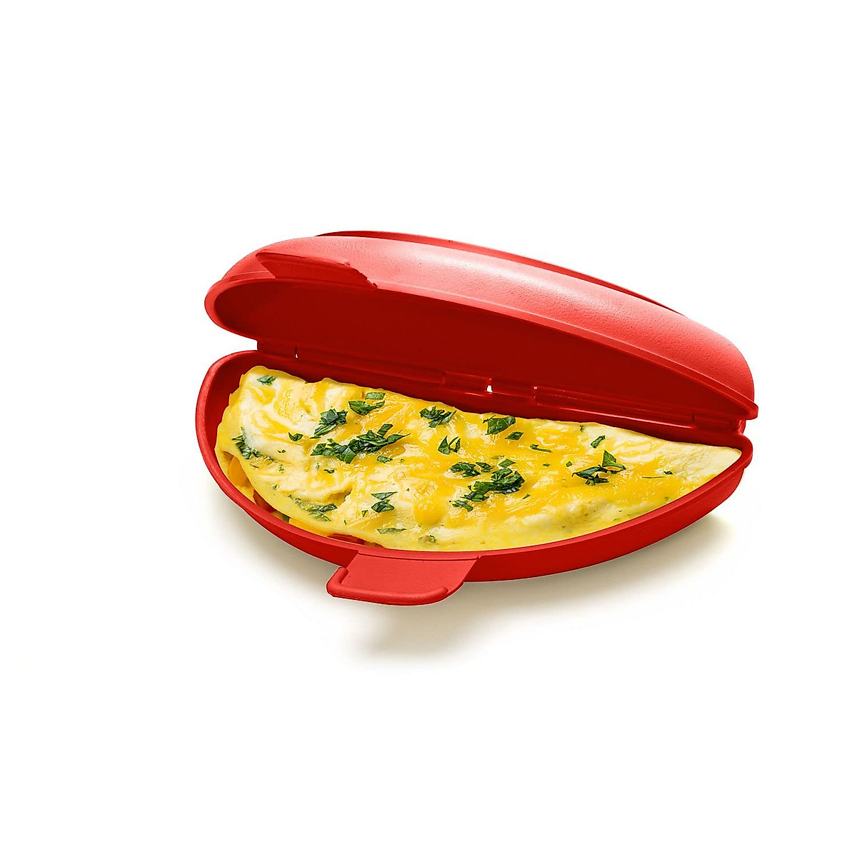 Microwave Omelet Maker + Egg Poacher All In One Dish On The Go Quick N Easy Breakfast BPA Free Plastic, Red