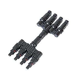 eoocvt 1 Pair Solar Energy Panel MC-4 T Branch Connectors Cable Coupler Combiner - 1 Male to 4 Female(M/4F) and 1 Female to 4 Male(F/4M)