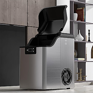 Ice Maker Countertop, Automatic 44 lbs/Day, with Soft Chewable Ice, Portable Machine Scoop, Self-Cleaning, One-Click Operation, for Home/Kitchen/Office/Party