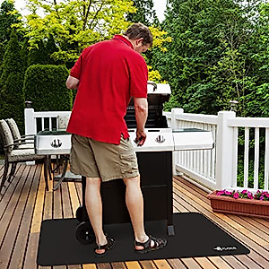 FLASLD Hearth Rugs for Fireplaces Fire Resistant, 24 X 42 inches Gas Grill Splatter Mat, Fireproof Heat Resistant Non Stick BBQ Patio Protector, Floor Protective Rug, Black
