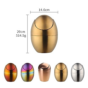 HUANIZI Stainless Steel Trash Can Lid Shaped Garbage Bin Container Bedroom Office Desktop Rubbish