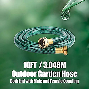 FUNJEE ½" Outdoor Garden Hose for Lawns, Water Hose, Boat Hose, Flexible Durable and Leakproof, Solid Brass GHT Connector (10, Green)