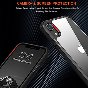 TENDLIN Compatible with iPhone XR Case Crystal Clear Hard Back Soft Bumper Protective Case (Black)