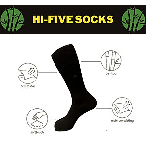 Bamboo Dress Socks Crew Socks Mens Womens Black Color Soft Durable Moisture Wicking Seamless Toe 3 Pairs