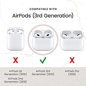 Covique Compatible AirPods 3 Case Cover 2021 | Cute Women Girly Flower, White Poppy Floral Iridescent & Glitter | Protective Shockproof TPU with Keychain Hook for AirPods 3rd Generation Charging Case