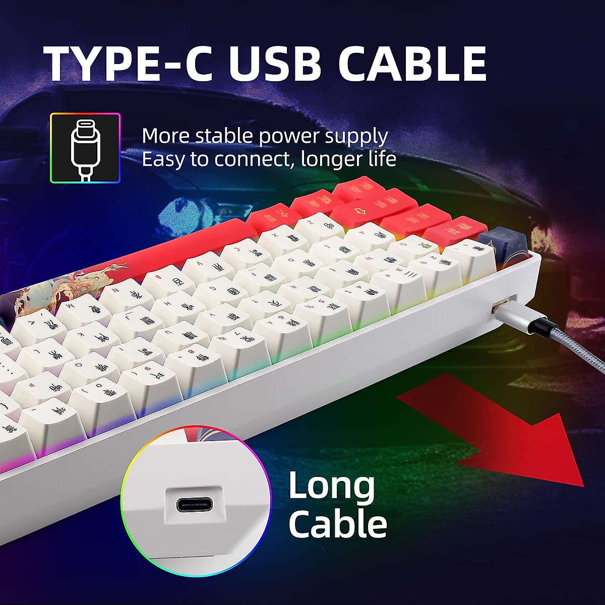 Heywood SK61 60% Mini Hot Swappable Keyboard, Wired Mechanical Gaming Keyboard, Gateron Optical Switches, RGB Backlit, N-Key Rollover for Windows/Mac (Gateron Optical Red, Phoenix)