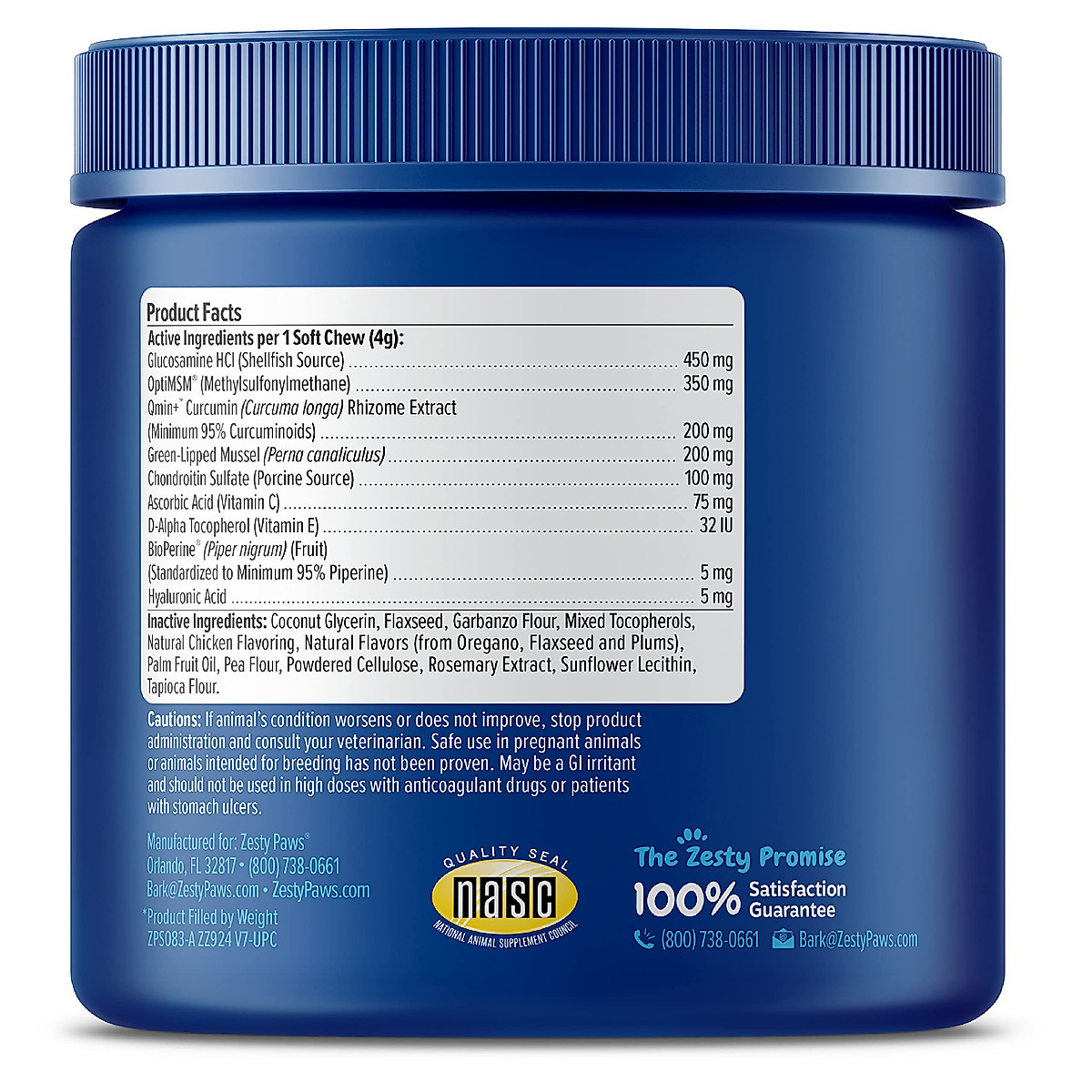 Zesty Paws Senior Advanced Glucosamine for Dogs - for Hip & Joint Arthritis Pain Relief + Multifunctional Supplements for Dogs with Probiotics for Gut & Immune Health