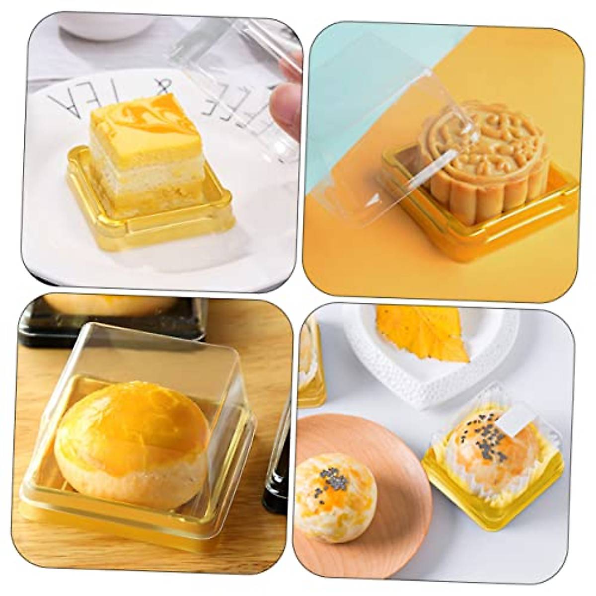 UPKOCH 150 Pcs Egg Yolk Crisp Packaging Box Dessert Containers Mini Cake Box Plastic Container with Lid Dome Cake Box Muffin Packaging Boxes Cake Boxes Dessert Plastic Trays Moon Cake Box