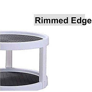 2sets/Pack 2 Tier Non Skid Turntable Lazy Susan 9.8" White Grey Cans Cabinet Organizer For Kitchen Pantry Spice Rack Fridge Holder