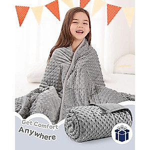 Kivik Weighted Blanket 3lbs, Small Minky Dotted Blankets, Soft Heavy Blanket Throw, Machine Washable, 36 x 48 Inches Grey