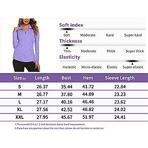 Koscacy V Neck Top Women, Golf Tennis Shirt Breathable Zipper Running Workout Outdoor Tops Yoga Biking Daily Casual Wear Aline Soft Shirts Purple XX-Large