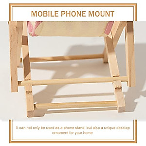 Beavorty Cell Phone Holder Wood and Canvas Beach Deck Chair Desk Stand Display Business Card Holders Bracket Charging Dock Mini Folding Chair Phone Holder for Smartphone Mobile Phone
