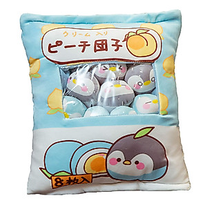Nenalayo Cute Bag of Penguin Plush Toy Soft Throw Pillow Stuffed Animal Toys Creative Gifts Room Decor Creative Gifts for Girls