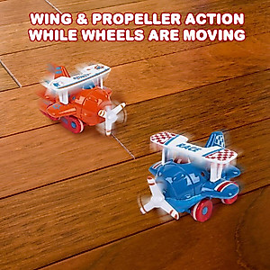 ArtCreativity Chunky Friction Airplane Toys for Kids, Set of 6, Push n Go Plane Toys with Moving Propellers and Wings, Aviation Party Favors for Boys & Girls, Pretend Play Gifts, Assorted Designs