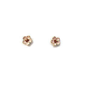 Cherry Blossom Flower Art Jewelry - Tiny Hand Painted Pink Studs - Quality Handmade Gift - Very Small Pretty Flowers on Post Earrings