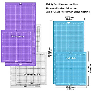 ReArt Cutting Mat Variety 6 Packs for Silhouette Cameo 4/3/2/1 - Strong, Standard, Light Grip, 12in x 12in x 3 Packs, 12in x 24in x 3 Packs.