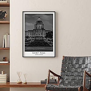 Dear Mapper Saint Paul United States View Abstract Road Modern Map Art Minimalist Painting Black and White Canvas Line Art Print Poster Art Line Paintings Home Decor (Set of 3 Unframed) (12x16inch)