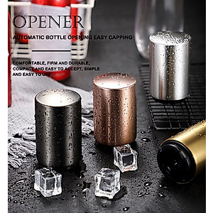 AKOAK 1 Pack Creative Stainless Steel Push-type Beer/Wine Bottle Opener Bar Household Automatic Convenient Cap Opener - Easy to Open a Variety of Bottles,Gold