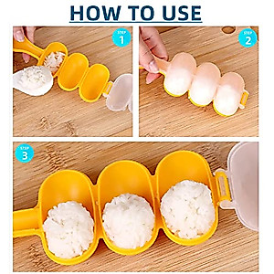 NCYOEW Rice Ball Maker, Onigiri Shaper Mold Sushi Maker, Non Stick Ball Shaped Kitchen Tool Kit with Mini Rice Scoop - Make Your Own DIY Sushi at Home