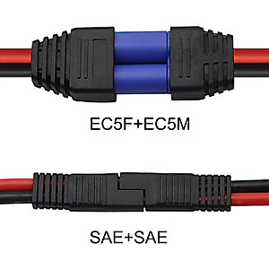 GINTOOYUN EC5 to SAE Cable,EC5 F/M Plug to SAE Connector Power Automotive Cable Wire 10AWG for Car Motor Solar Panel Batteries (EC5 Female+EC5 Male)