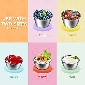 5×1.6oz Salad Dressing Container To Go for Lunch Box, Small Condiment Containers with Lids, Mini Stainless Sauce Cups Snack Food Storage Meal Prep Containers Reusable Bento Box Accessories Kids Adult