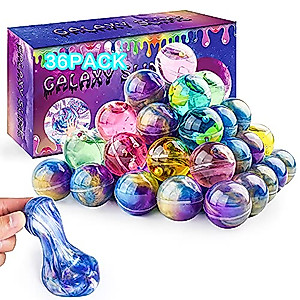 Galaxy Slime 36 Pack, Ball Putty Slime Party Favors for Kids Girls & Boys, Adults, Non Sticky, Stress & Anxiety Relief, Wet, Super Soft Sludge Toy
