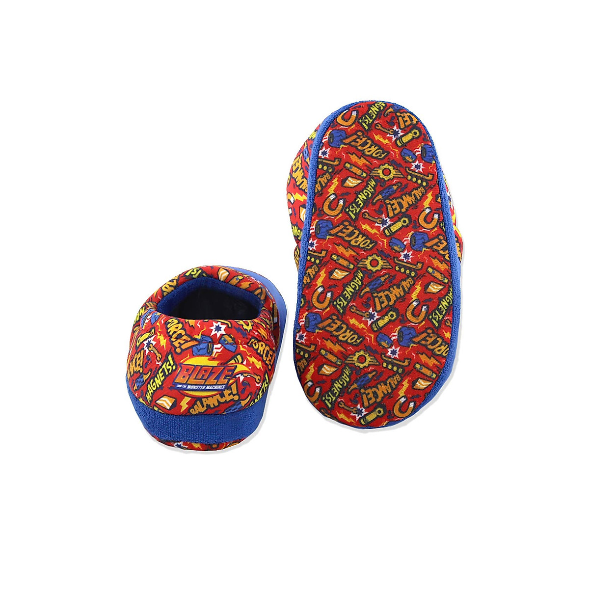 Blaze and The Monster Machines Boys Toddler Plush Aline Slippers (11-12 M US Little Kid, Red/Blue)