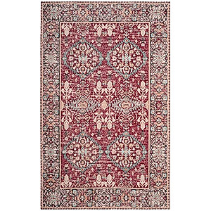 SAFAVIEH Classic Vintage Collection Area Rug - 5' x 8', Red & Multi, Oriental Distressed Cotton Design, Easy Care, Ideal for High Traffic Areas in Living Room, Bedroom (CLV302A)